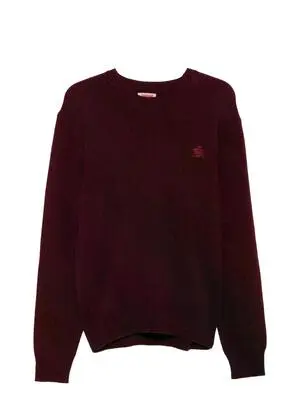 BARACUTA Embroidered Crew-neck Sweater - Red