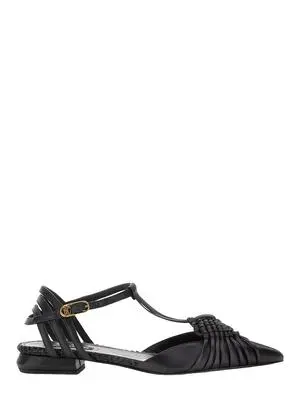 Roberto Cavalli Braided-embellished Flat Pumps - Black