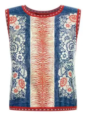 Roberto Cavalli Printed Sleeveless Top - Blue