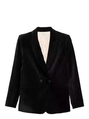 FORTE_FORTE Double-breasted Velvet Blazer - Black