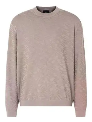 Armani Exchange Geometric-pattern Crew-neck Sweater - Neutrals