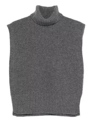 DAVANTINO Sleeveless Wool Turtleneck Sweater - Grey