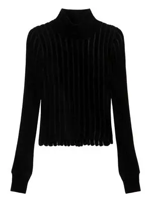 Blumarine High-neck Ribbed Top - Black