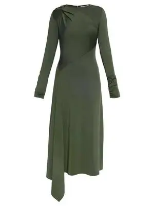 Victoria Beckham Twisted Asymmetric Midi Dress - Green