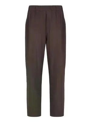 LANEUS Elastic-waistband Pocket Trousers - Brown