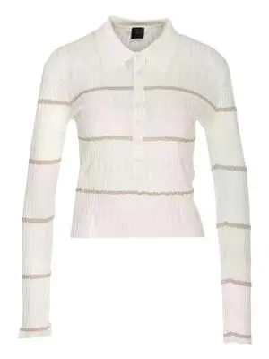 PINKO Stripe-Ribbed Polo Top