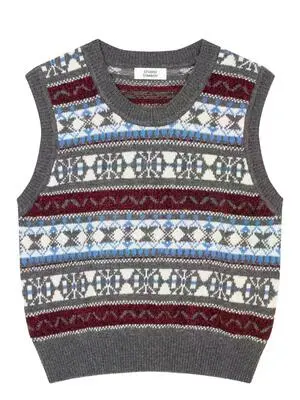 STUDIO TOMBOY Patterned Rib Knit Vest - Grey