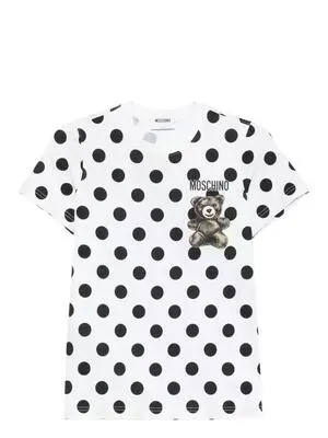 Moschino Polka-dot Teddy-print T-shirt - White