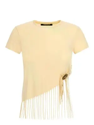 Roberto Cavalli Fringe-trim T-shirt - Neutrals