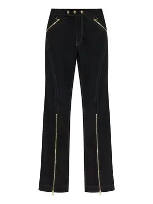 Versace Zip-detail Topstitched Denim Jeans - Black