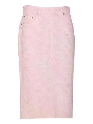 HAIKURE Lace Denim Midi Skirt - Pink
