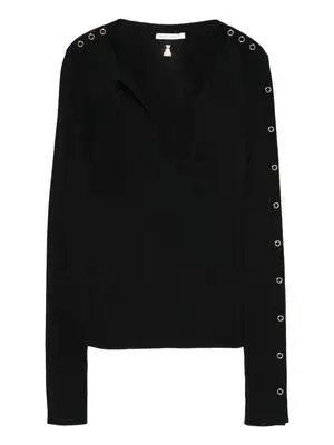 Patrizia Pepe Ribbed Knit Sweater - Black
