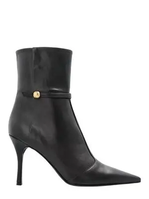 Furla 100mm Sfera Pointed-toe Leather Ankle Boots - Black