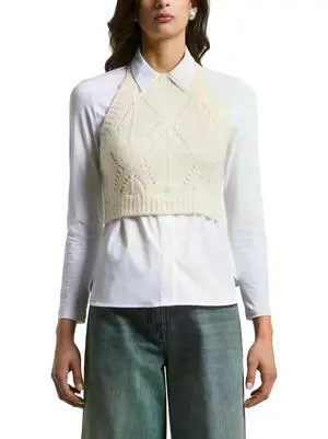 Peserico Halter-neck Cable-knit Top - White