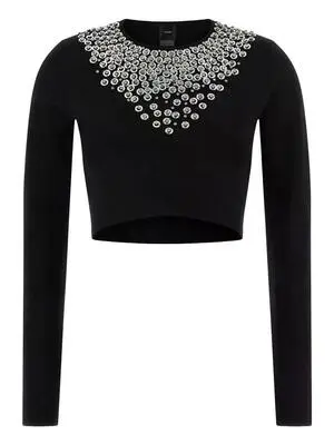 Pinko Crystal-embellished Crewneck Sweater - Black