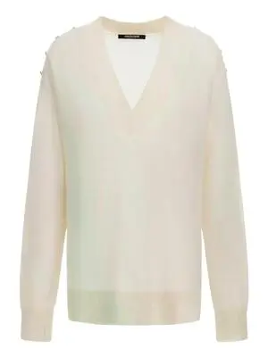Roberto Cavalli V-neck Button-embellished Sweater - White