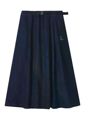 FINGERCROXX Pleated Buckle-fastening Midi Skirt - Blue