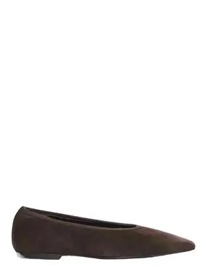 TOTEME Minimalist Suede Pointed-toe Flats - Brown