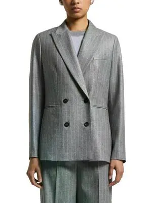 Peserico Pinstripe Double-breasted Blazer - Grey