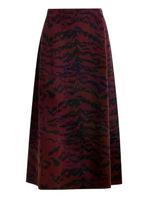 Essentiel Antwerp Tiger-print A-line Midi Skirt - Red