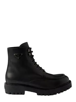 Prada Lace-up Lug-sole Boots - Black