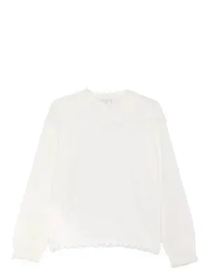 Antonelli Firenze Frayed-hem Round-neck Sweater - White