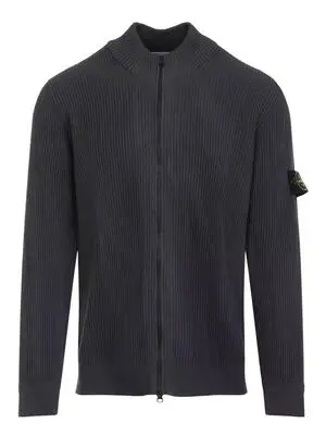 Stone Island Rib-knit Zip-fastening Sweater - Grey