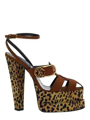 Roberto Cavalli Platform Buckle-detail Sandals - Brown