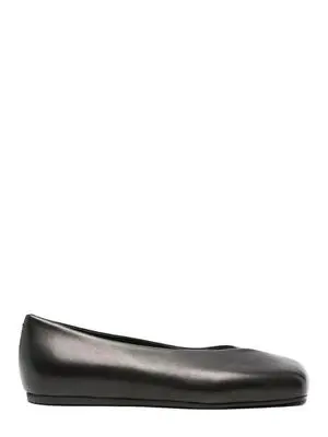 VIC MATIE Square-toe Leather Ballet Flats - Black