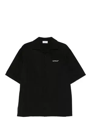 Off-White Logo-embroidered Short-sleeve Shirt - Black