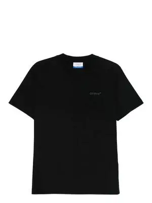 Off-White Logo-embroidered Cotton T-shirt - Black