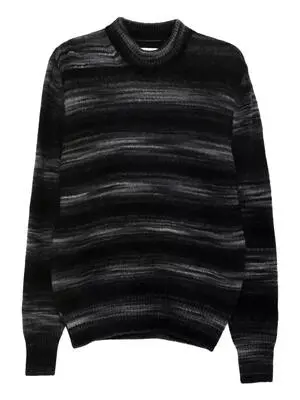 RANRA Striped Crew-neck Sweater - Black