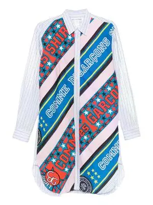 Comme Des Garçons Stripe-print Panelled Shirt - White