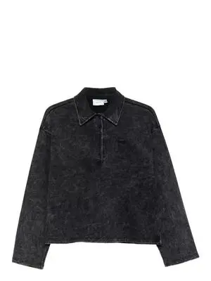 GESTUZ Gzneia Washed-effect Polo Top - Black