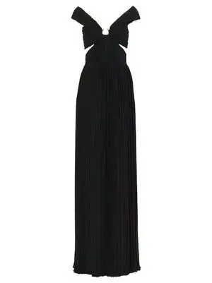 Chloé Off-shoulder Pleated Midi Dress - Black