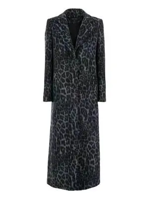 Federica Tosi Leopard-print Wool Coat - Grey