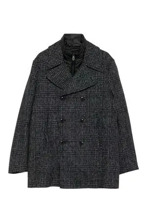 Peuterey Double-breasted Checked Coat - Grey