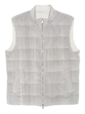 Eleventy Corduroy Quilted Vest - Grey