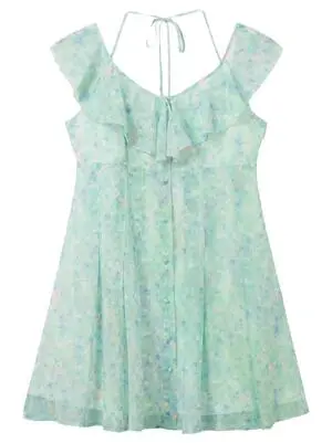 B+AB Ruffled Floral-print Mini Dress - Green