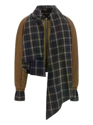 MARBELL Padded Jacket With Check Detail - Brown