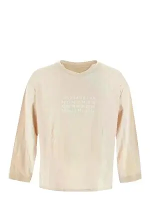 MAISON MARGIELA Logo-number-print Long-sleeve T-shirt - Neutrals