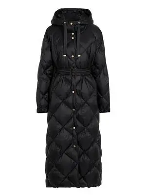 Max Mara Trepa Quilted Shell Hooded Coat - Black