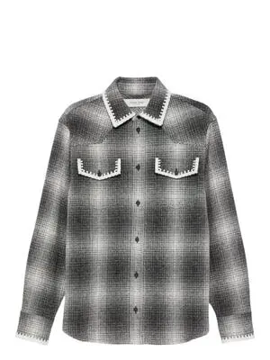 GOLDEN GOOSE Checked Crochet-trimmed Shirt Jacket - Grey