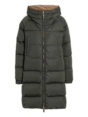 Max Mara Quilted Shell Hooded Coat Army Green