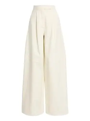 Max Mara Avoriaz Wide-leg Cotton-blend Pants - Ivory