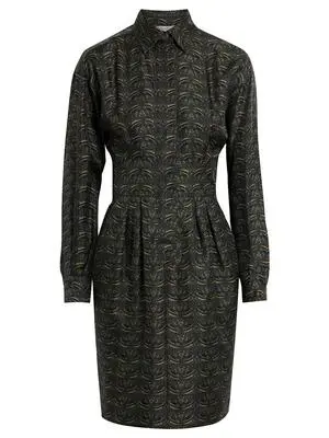 Max Mara Printed Silk-twill Mini Shirt Dress - Dark Green