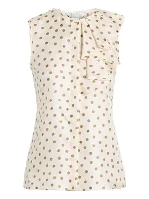 MAX MARA Pegli Ruffled Polkadot Silk-Twill Top