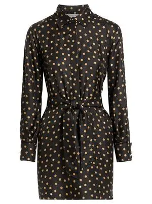Max Mara Polka-dot Silk-twill Mini Shirt Dress - Black