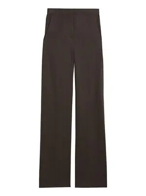 Max Mara Angora Herringbone Wool-blend Wide-leg Pants - Army Green