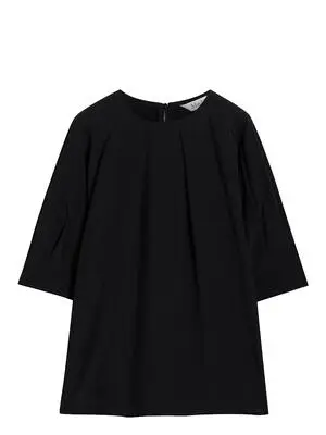 Max Mara Ecuador Pleated Silk Crepe De Chine Top - Black